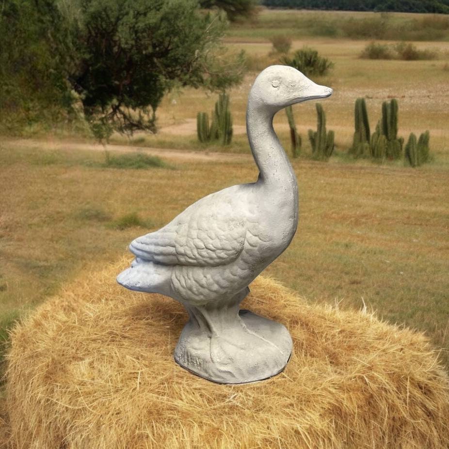 Realistic Goose Sculpture Stone Bird on Base Figure Backyard Standing ...