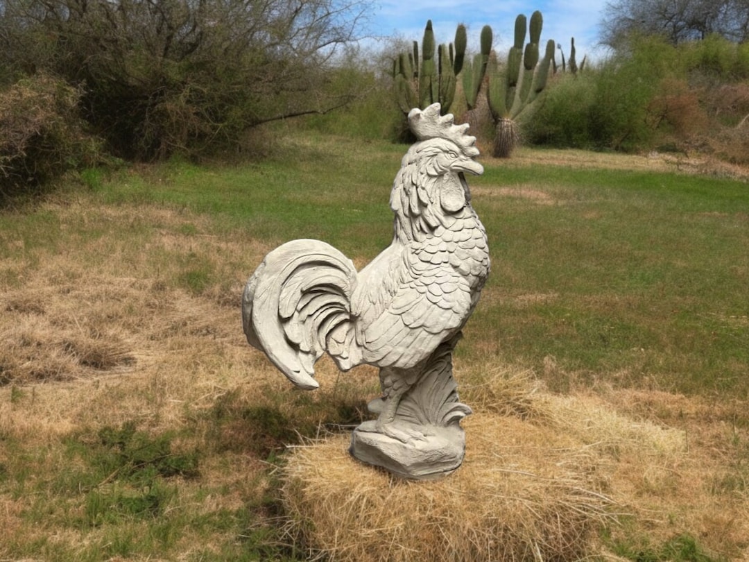Massive Rooster Figure Concrete Bird Statue Standing Rooster Figurine ...