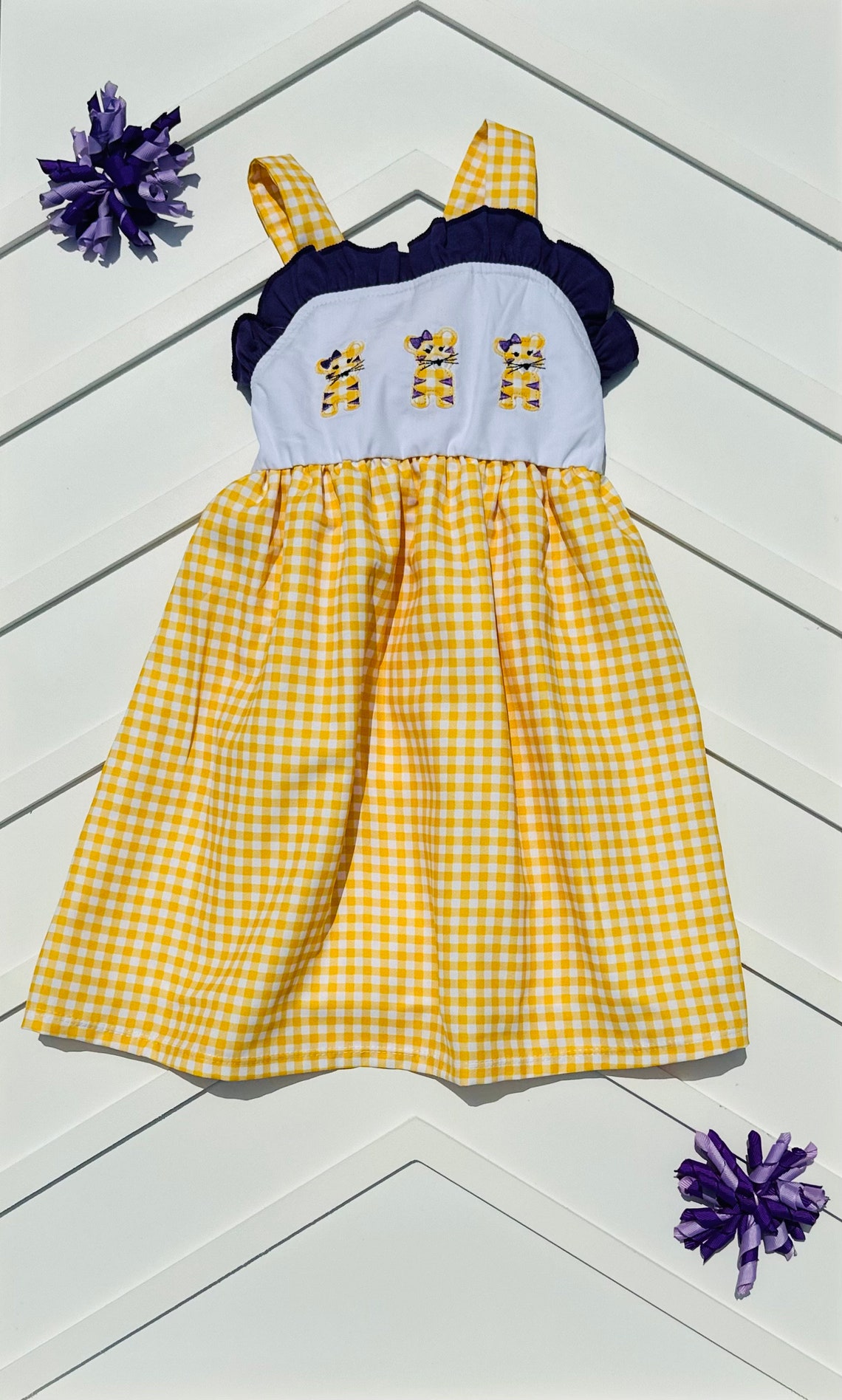 LSU Toddler Girl Embroidered Dress Purple and Yellow Geaux Tigers ...