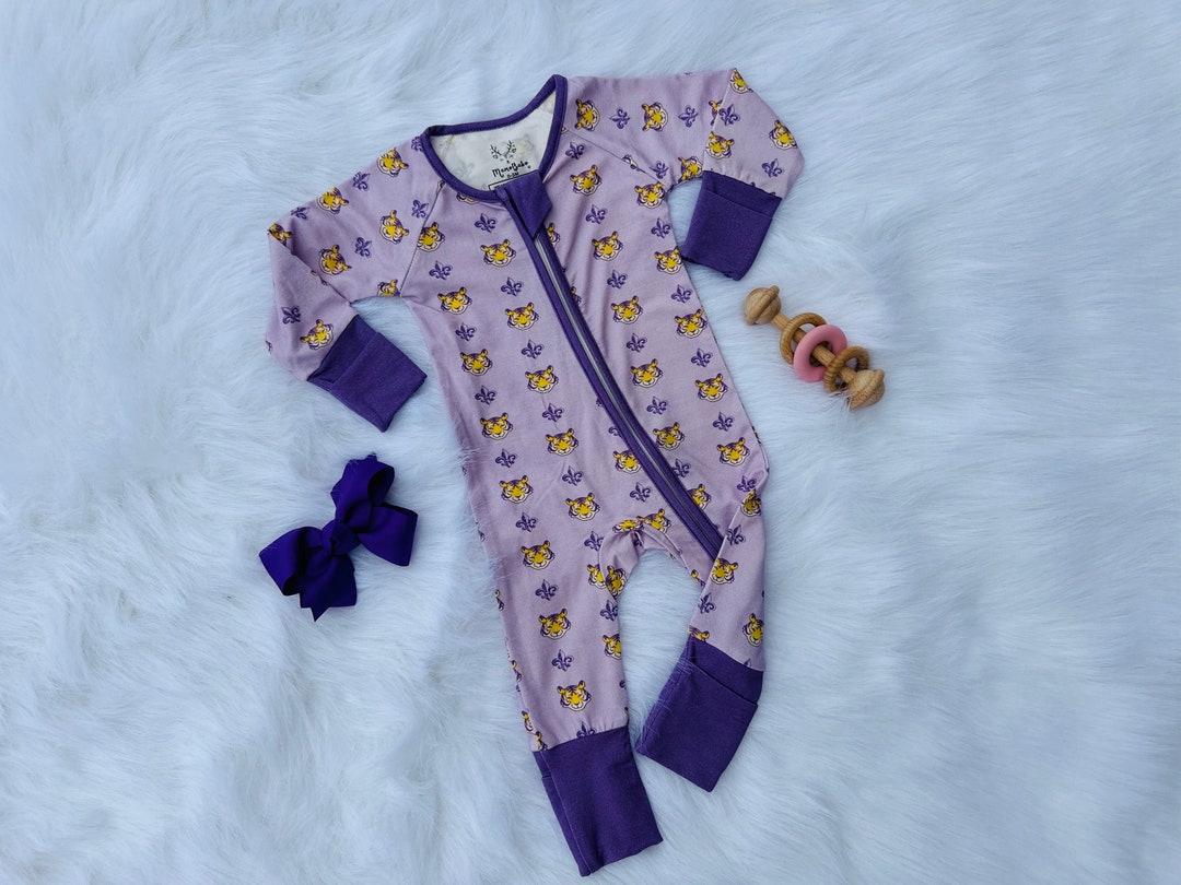 Louisiana Baby Bamboo Pajamas, Bamboo Baby Sleeper, LSU Baby, Zippered ...