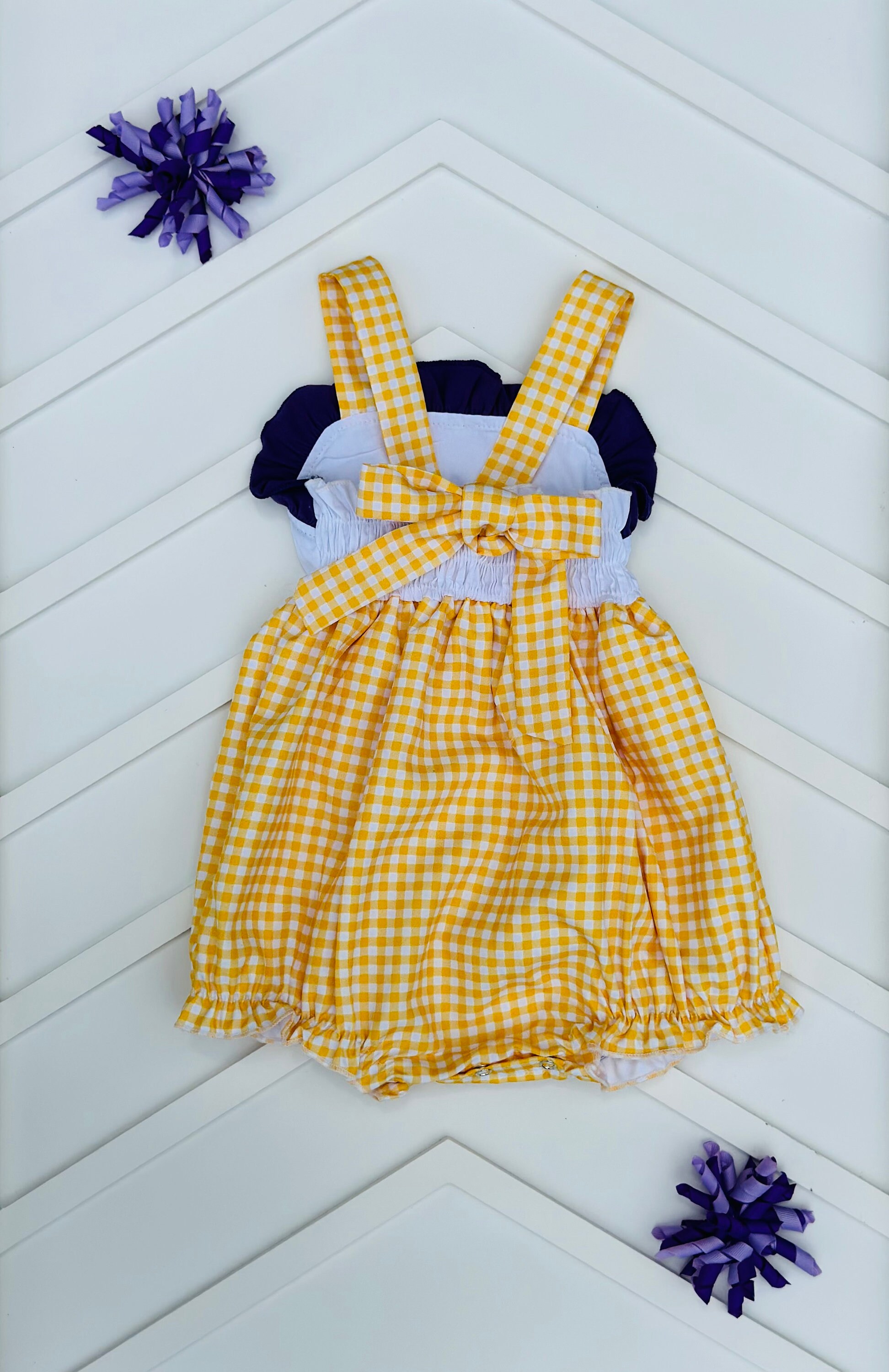 LSU Baby Girl Embroidered Romper Purple and Yellow Geaux Tigers ...
