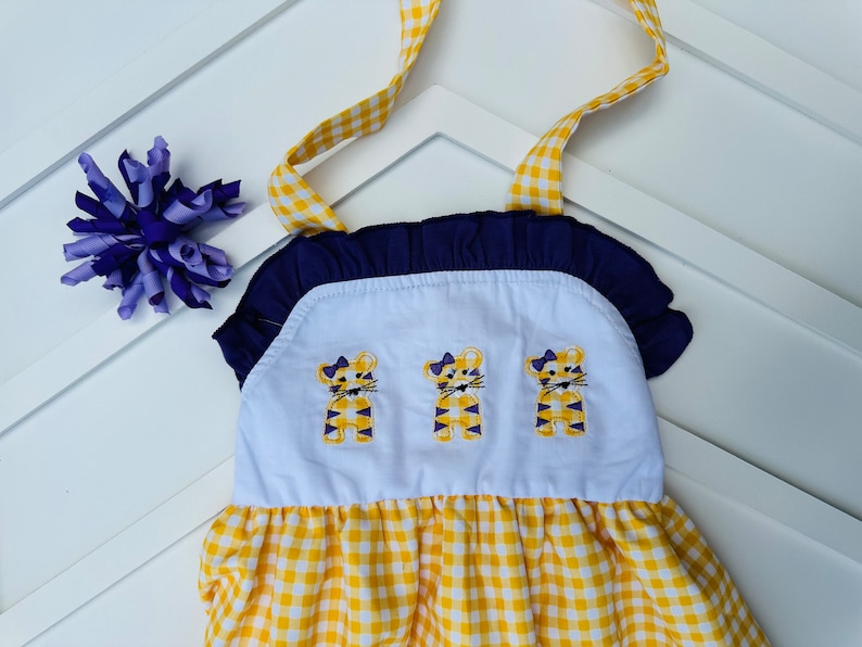 LSU Baby Girl Embroidered Romper Purple and Yellow Geaux Tigers ...