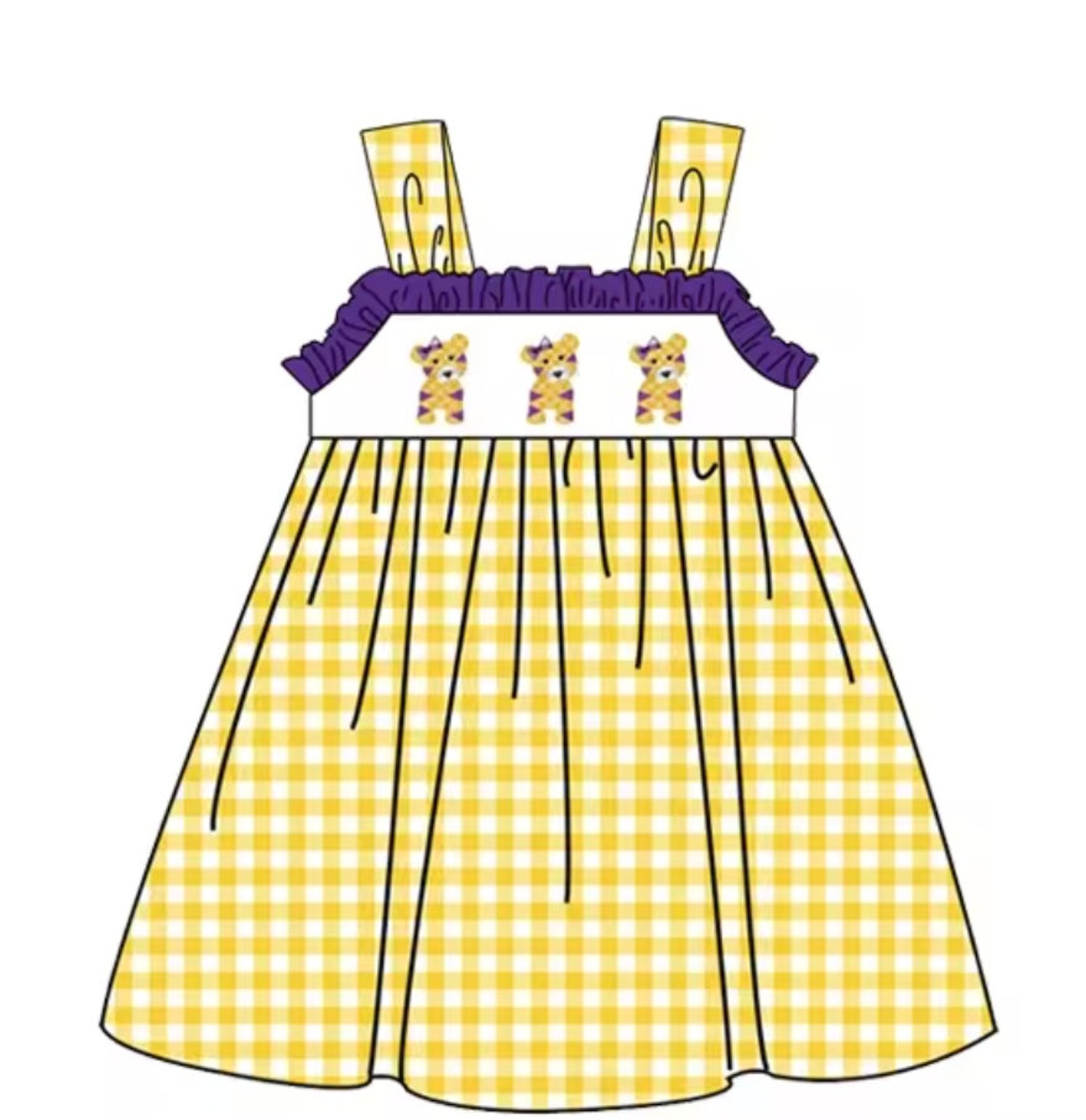LSU Toddler Girl Embroidered Dress Purple and Yellow Geaux Tigers ...