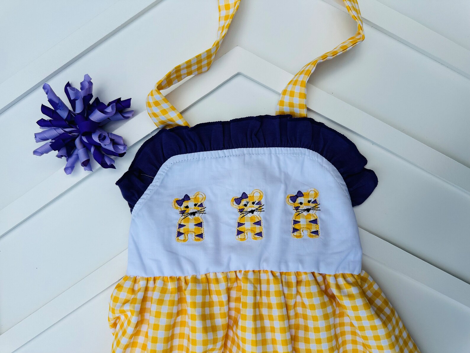 LSU Toddler Girl Embroidered Dress Purple and Yellow Geaux Tigers ...