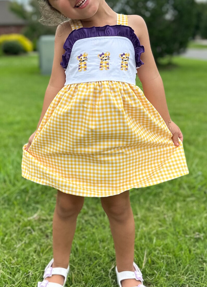 LSU Toddler Girl Embroidered Dress Purple and Yellow Geaux Tigers ...