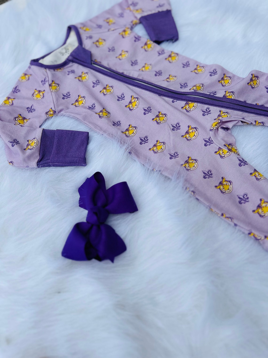 Louisiana Baby Bamboo Pajamas, Bamboo Baby Sleeper, LSU Baby, Zippered ...