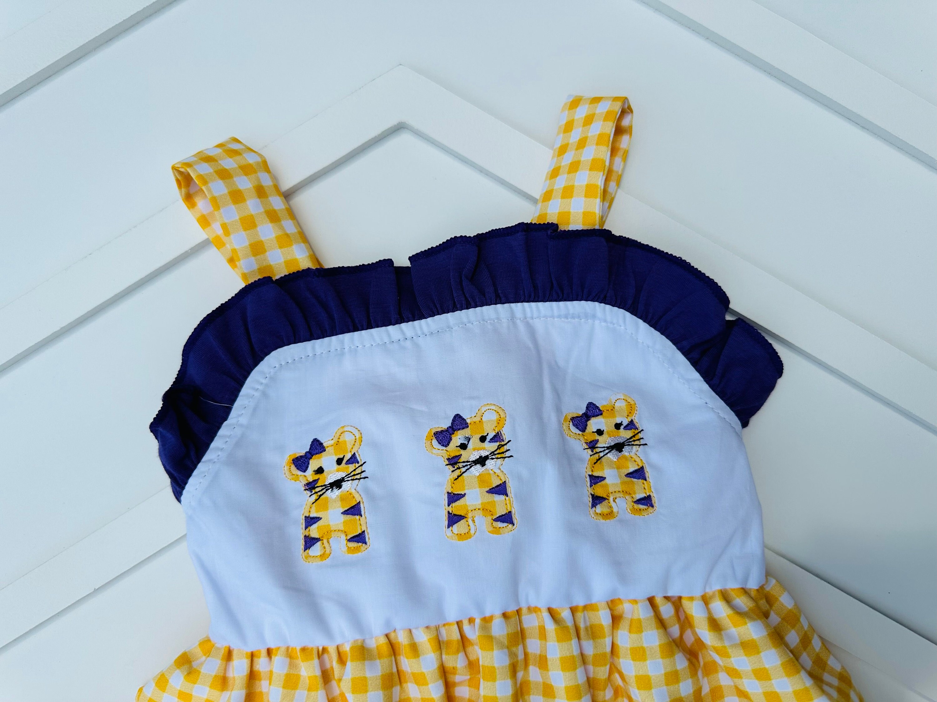 LSU Baby Girl Embroidered Romper Purple and Yellow Geaux Tigers ...