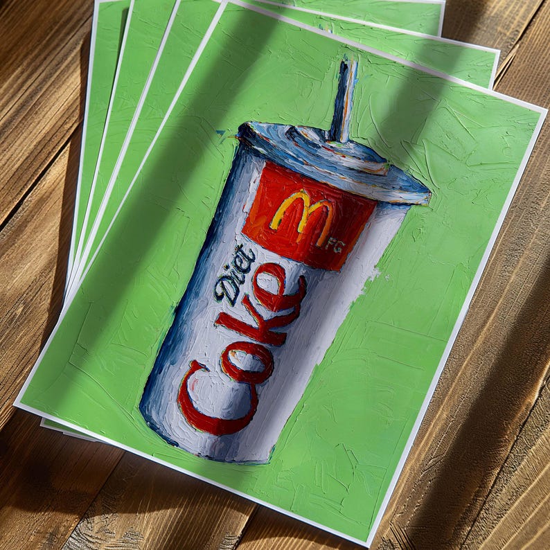 Mc Diet Coke Cup Oil Painting Art Print - Etsy