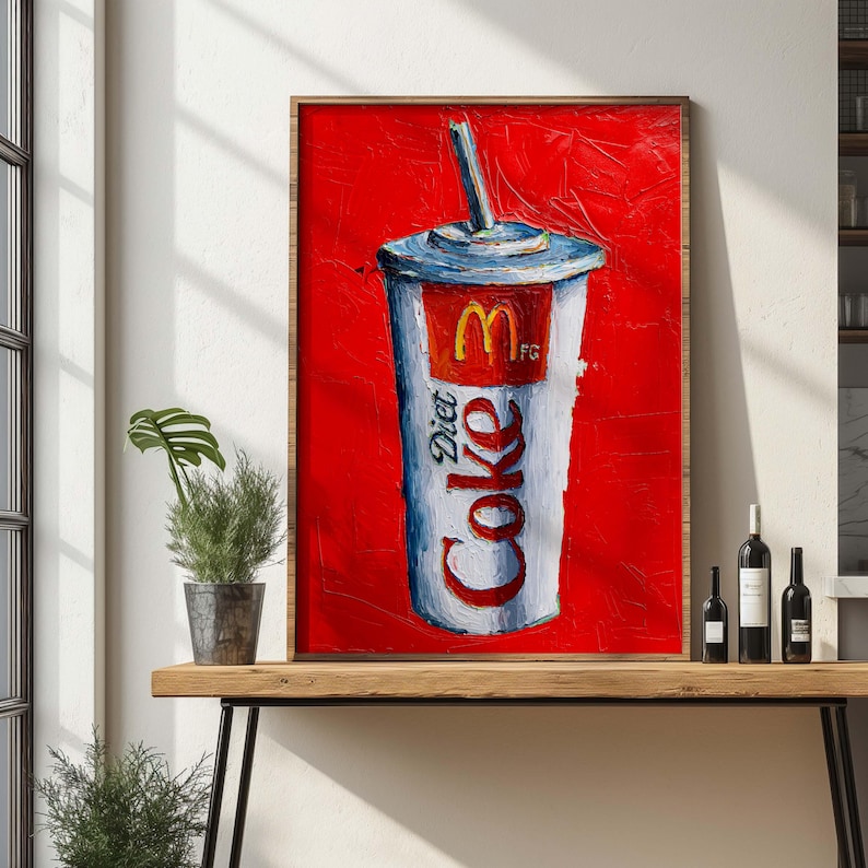 Mc Diet Coke Cup Oil Painting Art Print - Etsy