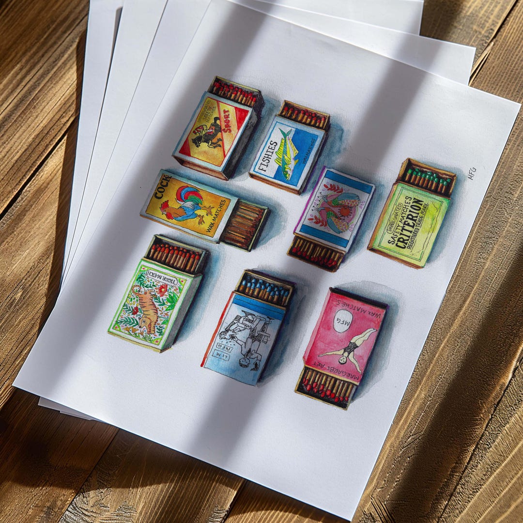 Match Box Water Color Painting- Art Print - Etsy