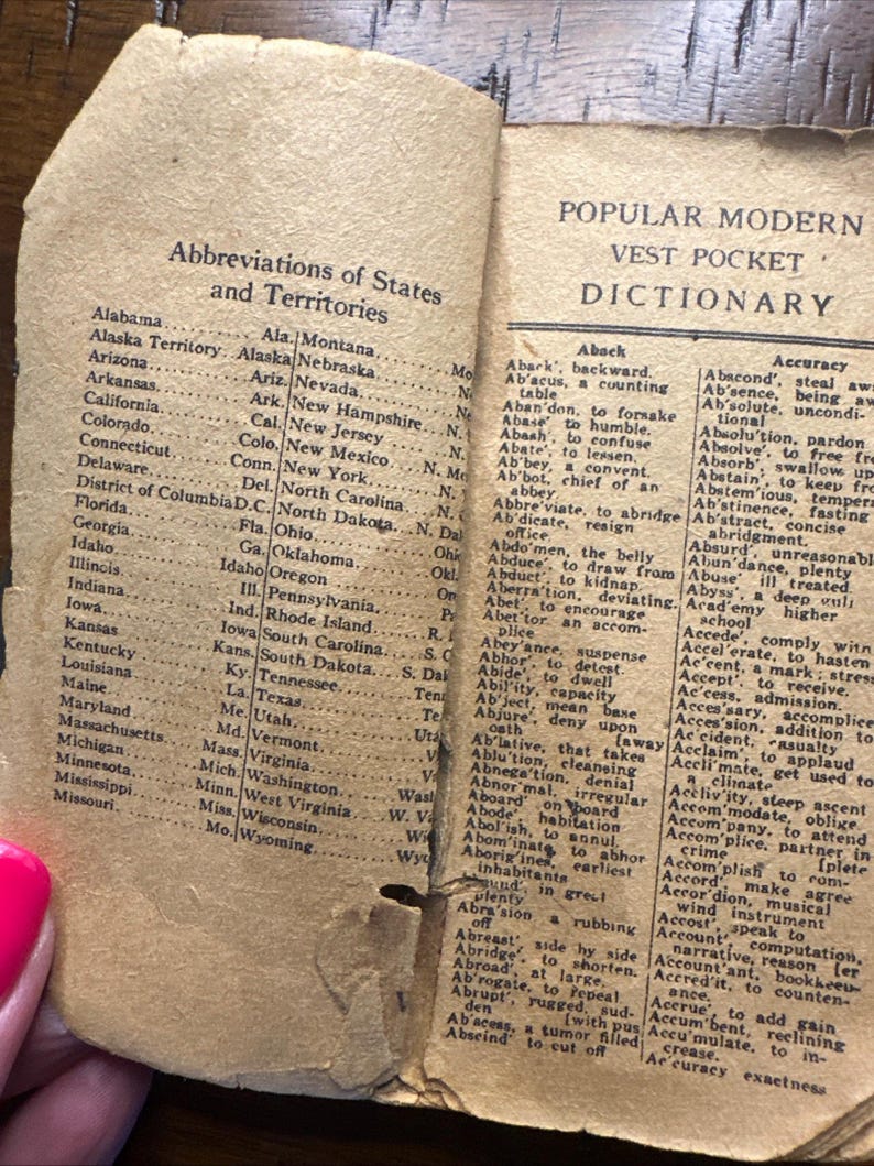 Antique Mini Vest Pocket Dictionary Vintage Abbotts Vest Pocket ...