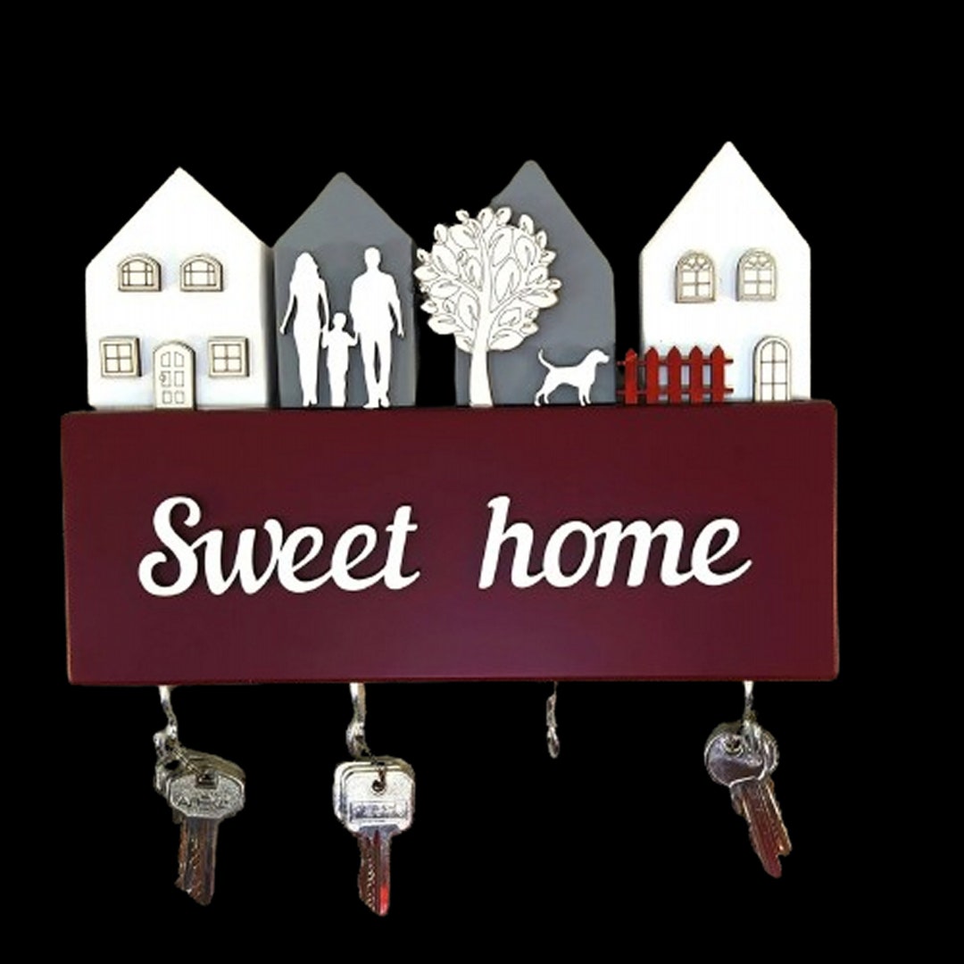 Key Holder for Wall Sweet Home Key Rack Wooden Box, Wall Shelf, Key ...