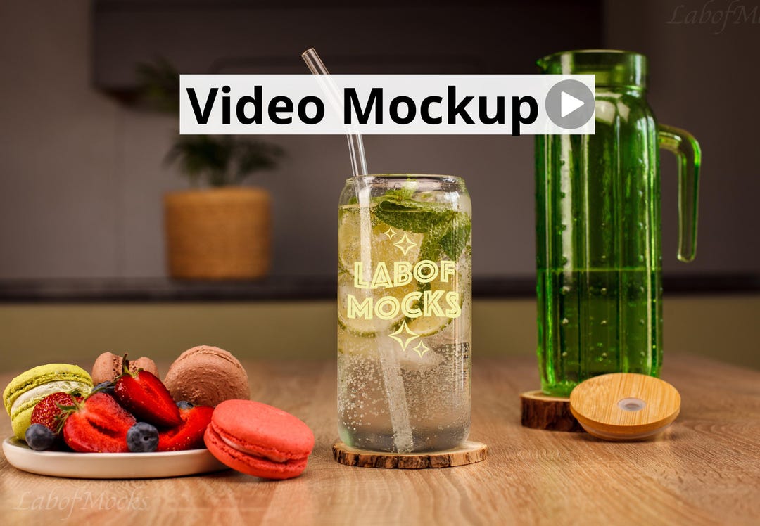 Libby Mockup Video Glass Can Mock up 16oz Sipper Glass Video Mockup ...