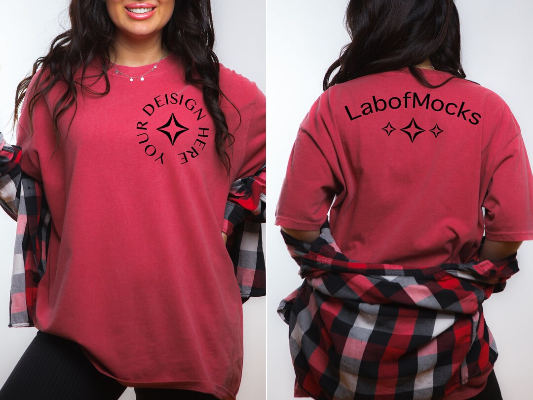 1717 Crimson Comfort Colors Shirt Mockup Front and Back Tshirt Mock-up ...