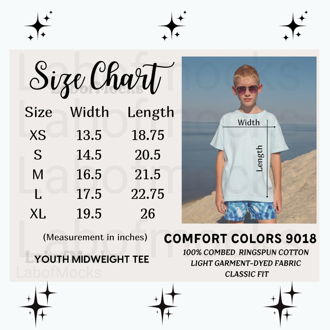9018 Size Chart Comfort Colors Youth Tshirt Size Chart 9018 Kids Suize ...