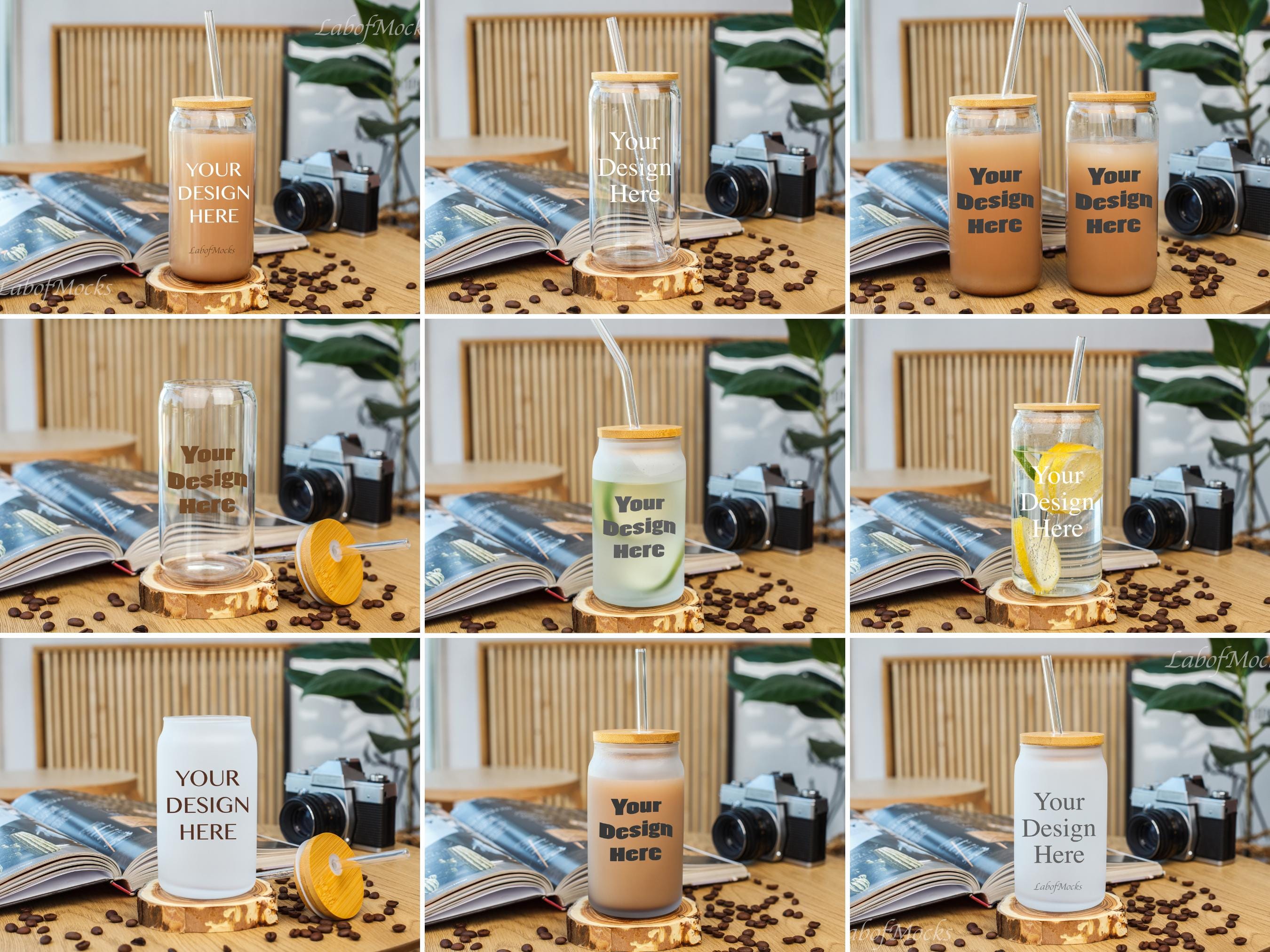 16 Oz Glass Can Mockup Bundle Sipper Glass Mockup Libbey Glass Mockups ...