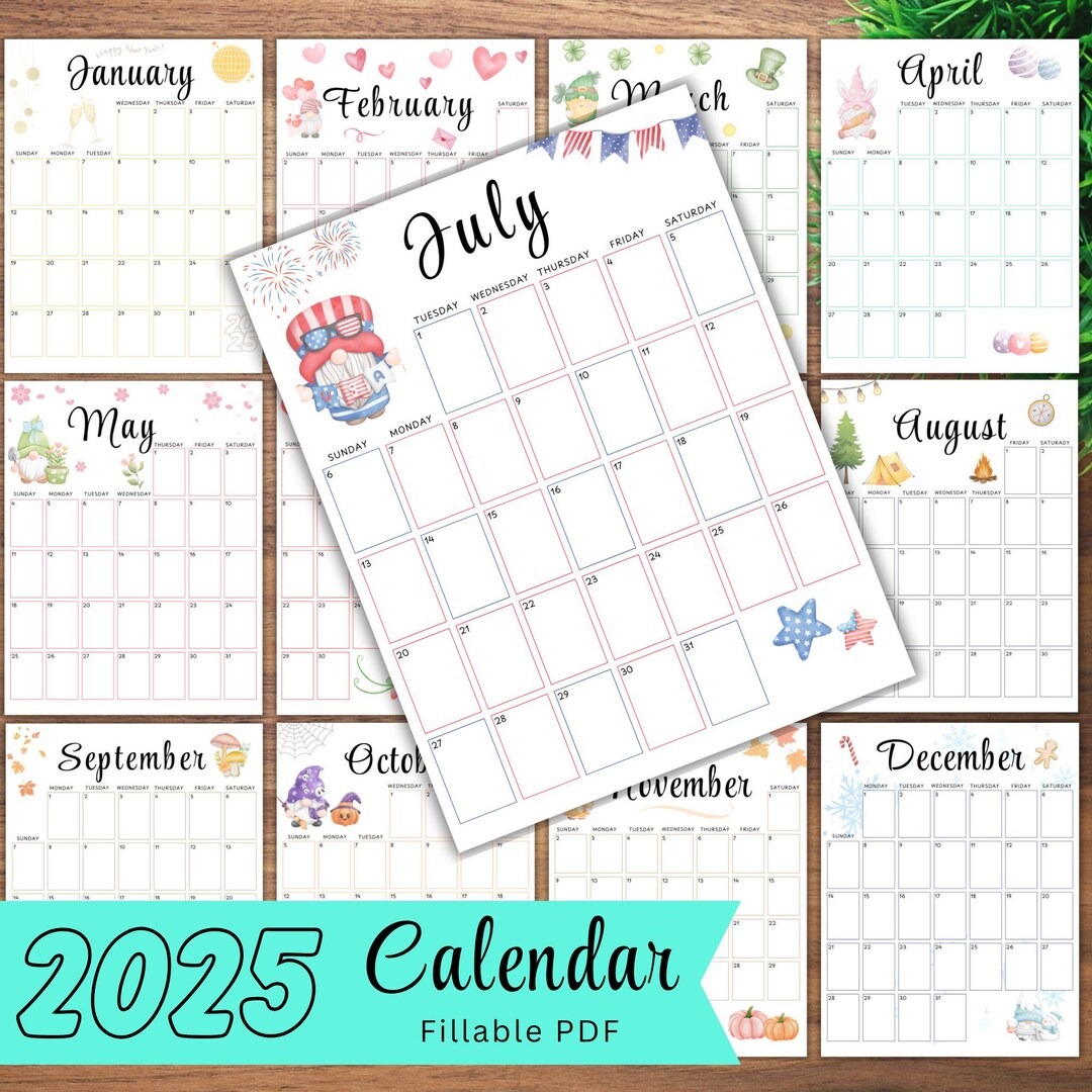 2025 Calendar Printable Editable Kids Planner Instant Download Portrait ...