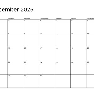 2025 Editable Monthly Calendar, Minimalist Black & White Printable ...