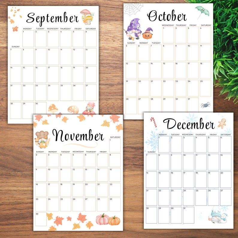 Yearly Monthly Calendar Printable and Editable Monthly Planner Instant ...