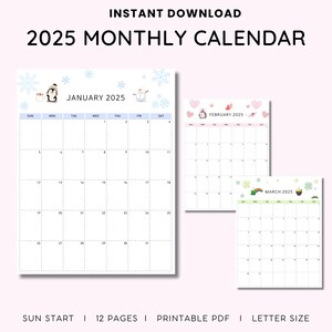 2025 Printable Monthly Calendar Portrait Monthly Planner With Photos ...