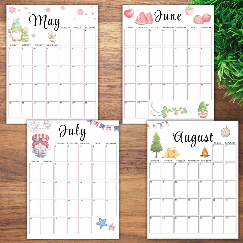 Yearly Monthly Calendar Printable and Editable Monthly Planner Instant ...