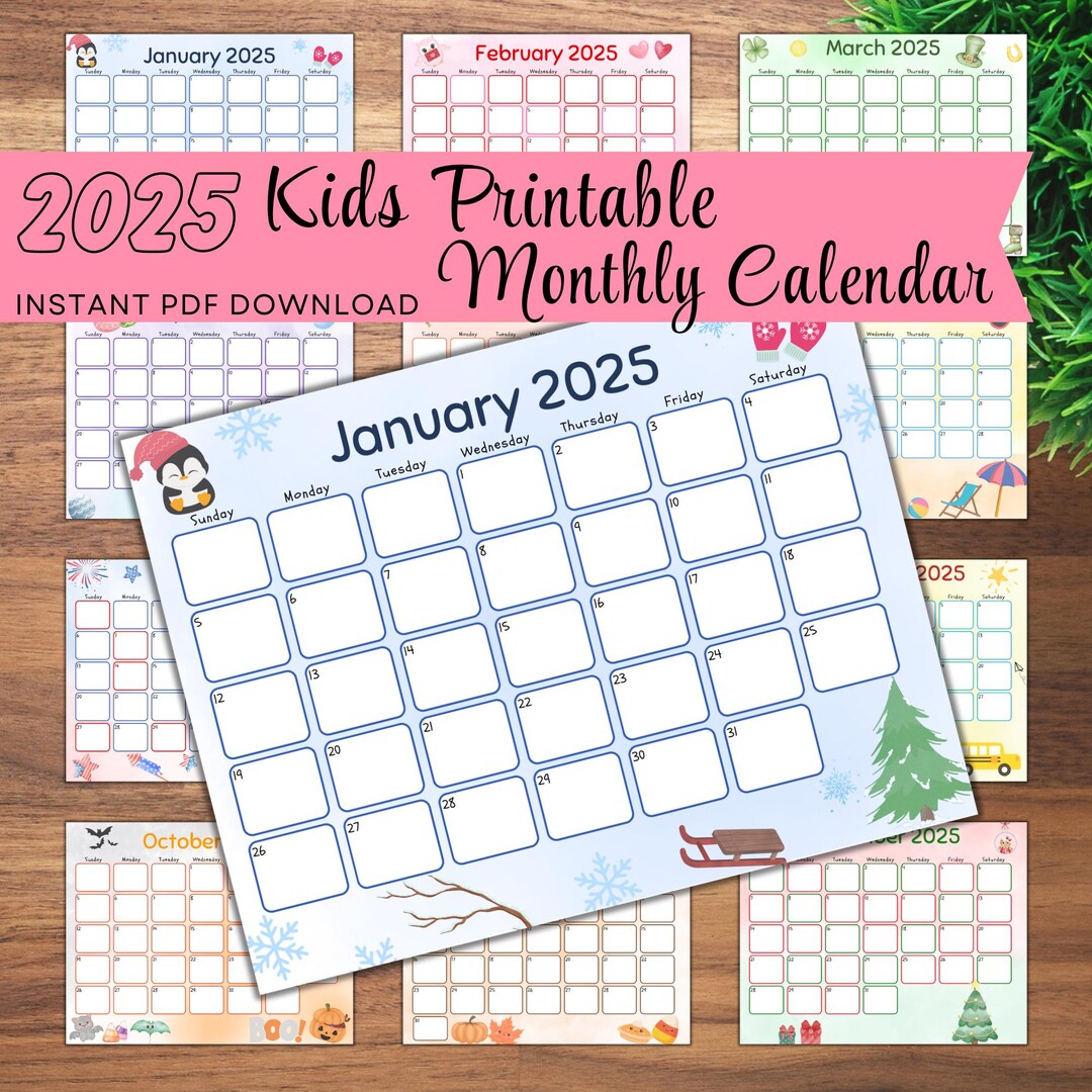 2025 Classroom Wall Calendar, Printable Monthly Planner for Kids, Fun ...