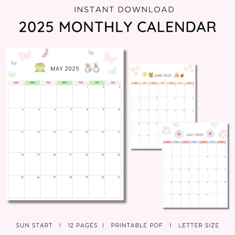 2025 Printable Monthly Calendar Portrait Monthly Planner With Photos ...