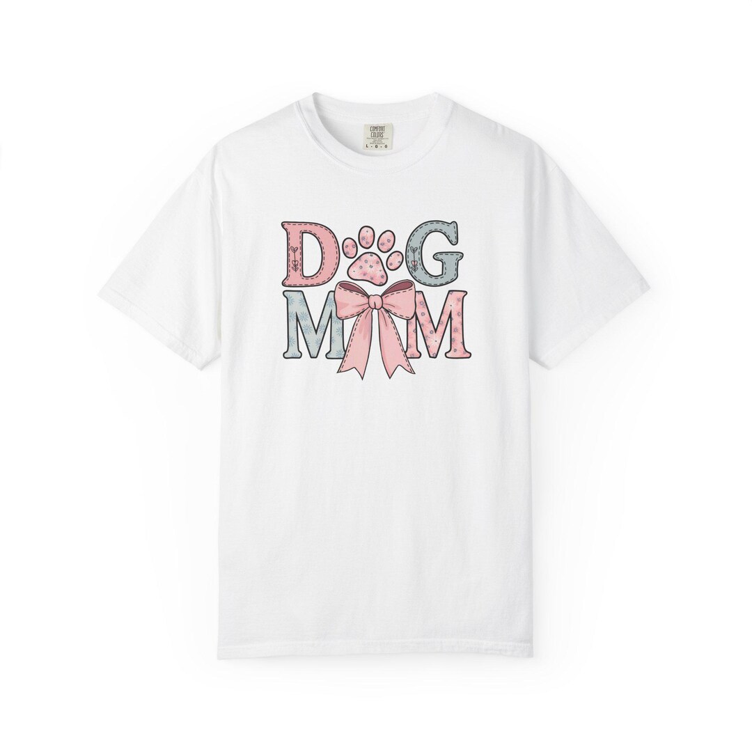 Dog Mom T-shirt: Pastel Paw Print & Bow Design - Etsy