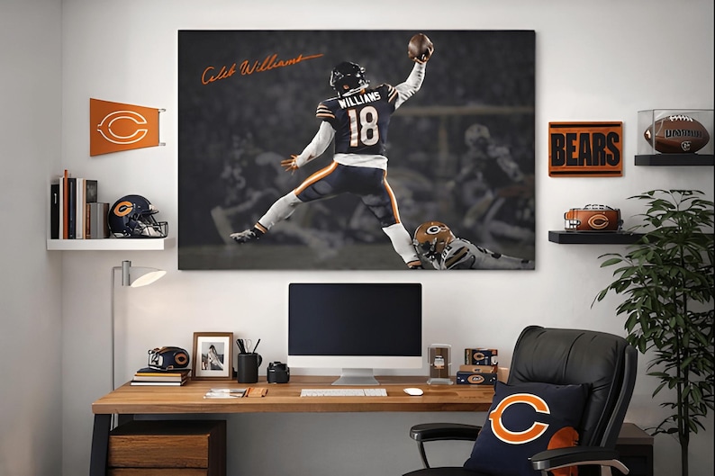 Caleb Williams "jump Man" Canvas Wall Art | Chicago Bears Football ...