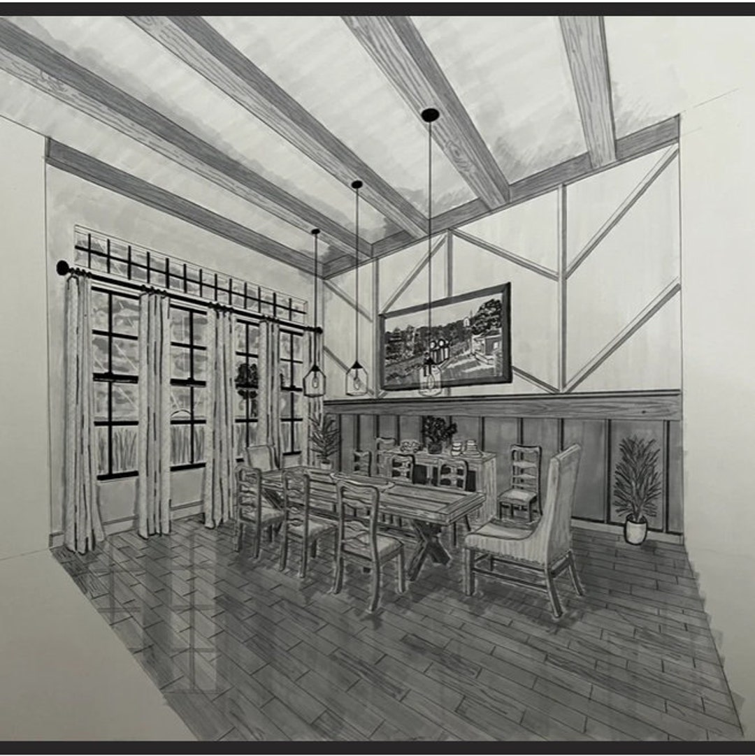 Home Interior Hand Rendering - Etsy