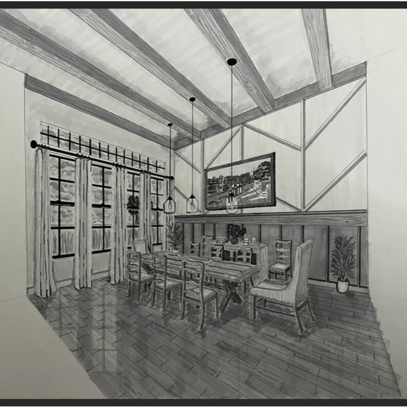 Home Interior Hand Rendering - Etsy
