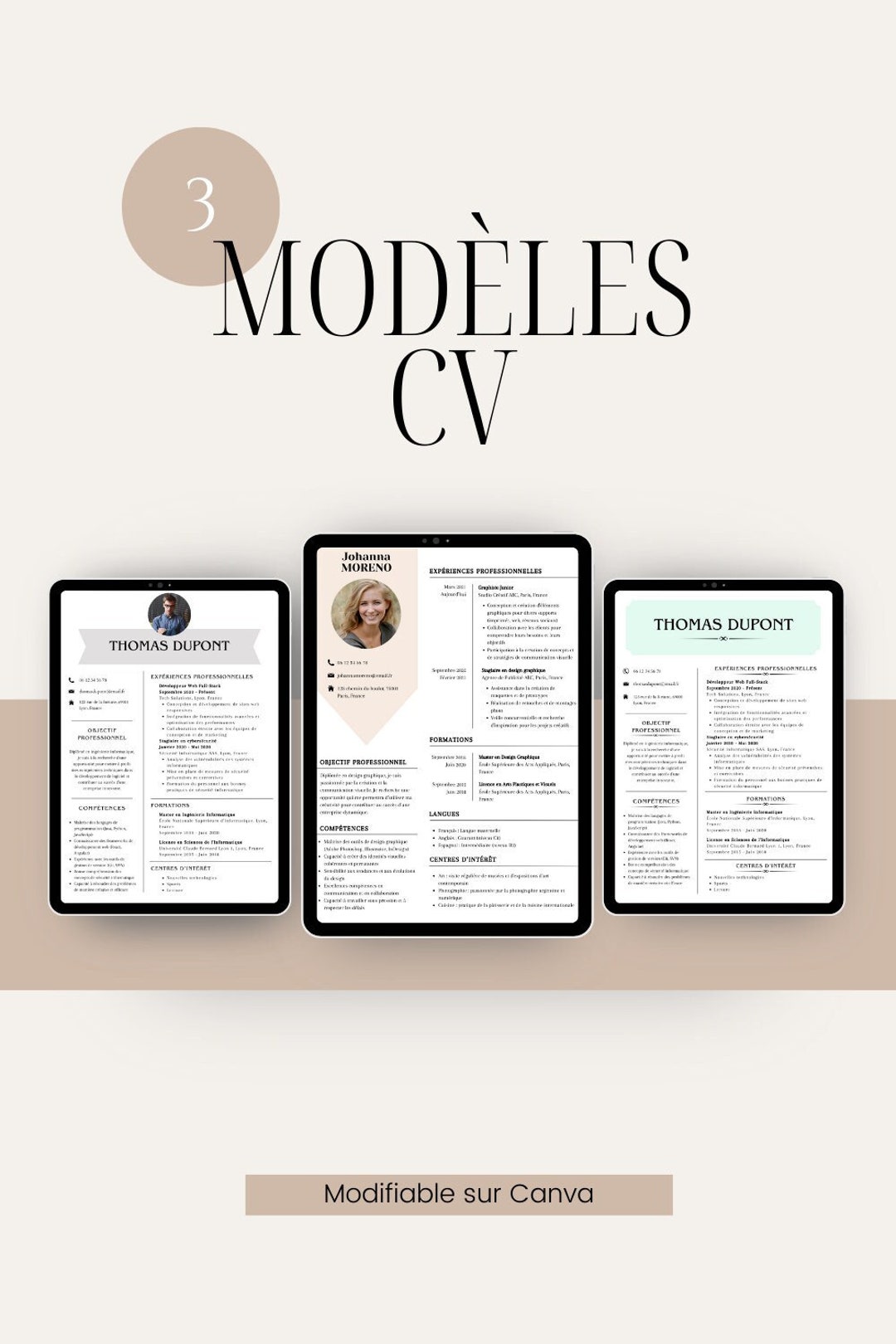 3 Customizable CV Models - Etsy
