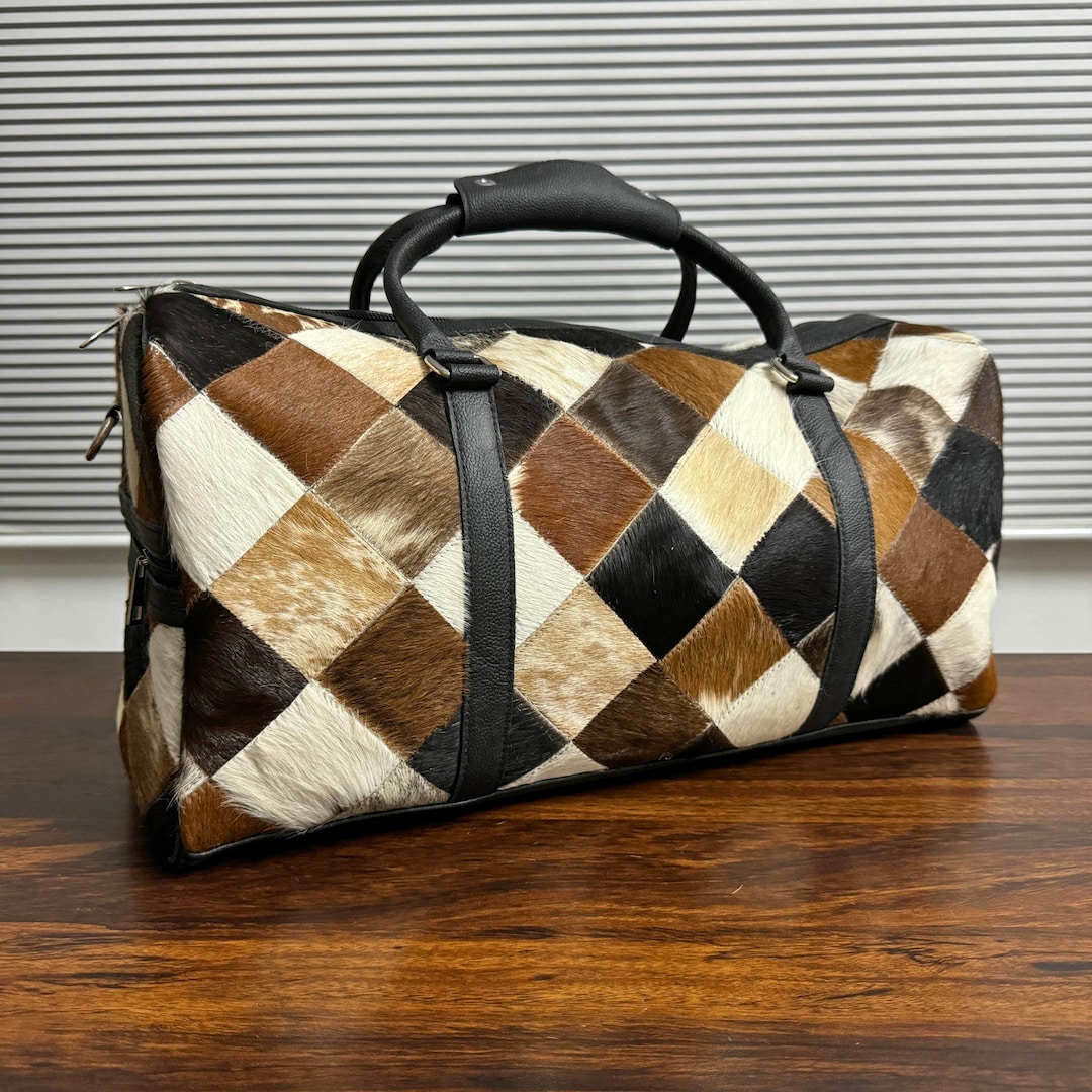 Large Cowhide Duffel Bag, Leather Cowhide Duffel Bag, Hair on Cowhide ...