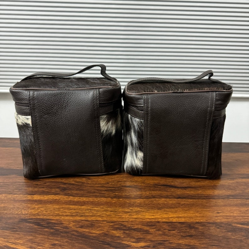 Cowhide Makeup Bag Hair on Cowhide Bag Leather Cowhide Vanity Box Brown ...