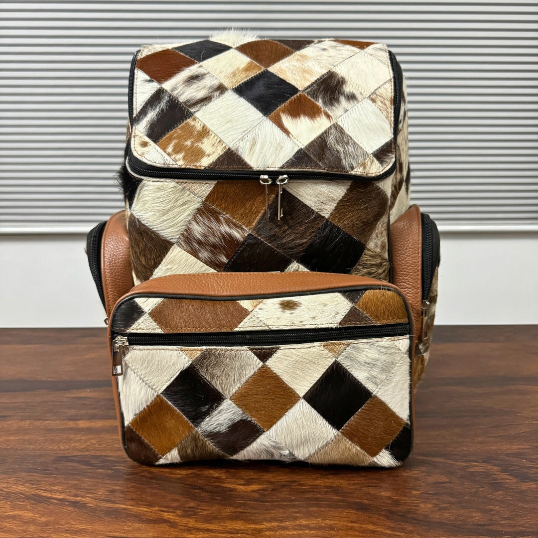 SAME AS PICTURE Cowhide Diaper Backpack Bag Cowhide Hair on Backpack ...
