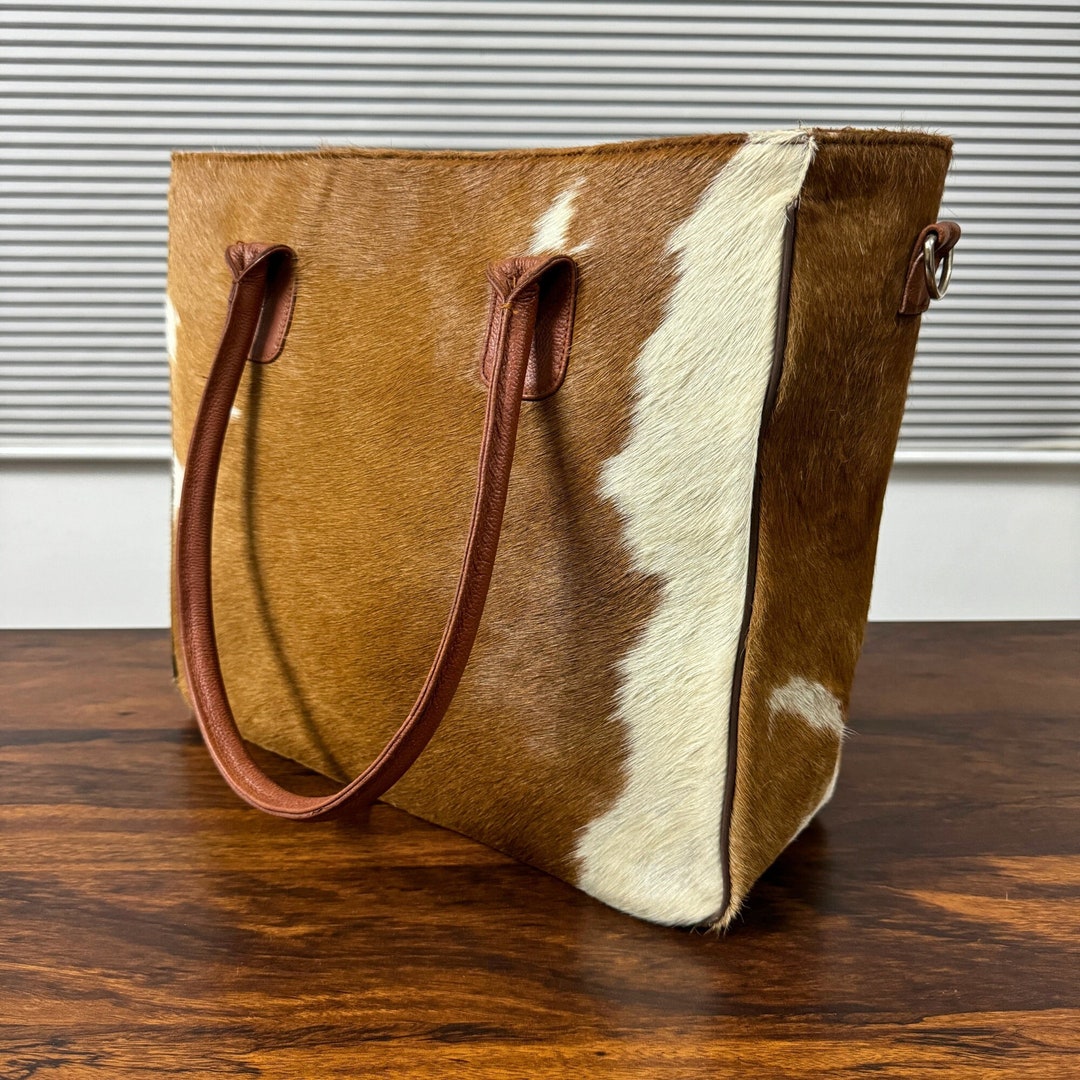 Real Cowhide Tote Bag, Hair on Cowhide Tote Bag, Cow Leather Bag ...