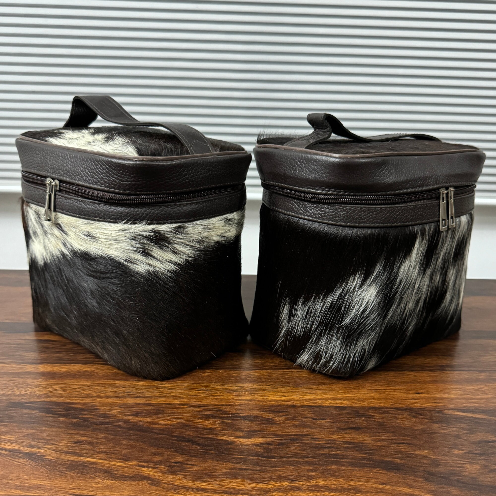 Cowhide Makeup Bag Hair on Cowhide Bag Leather Cowhide Vanity Box Brown ...