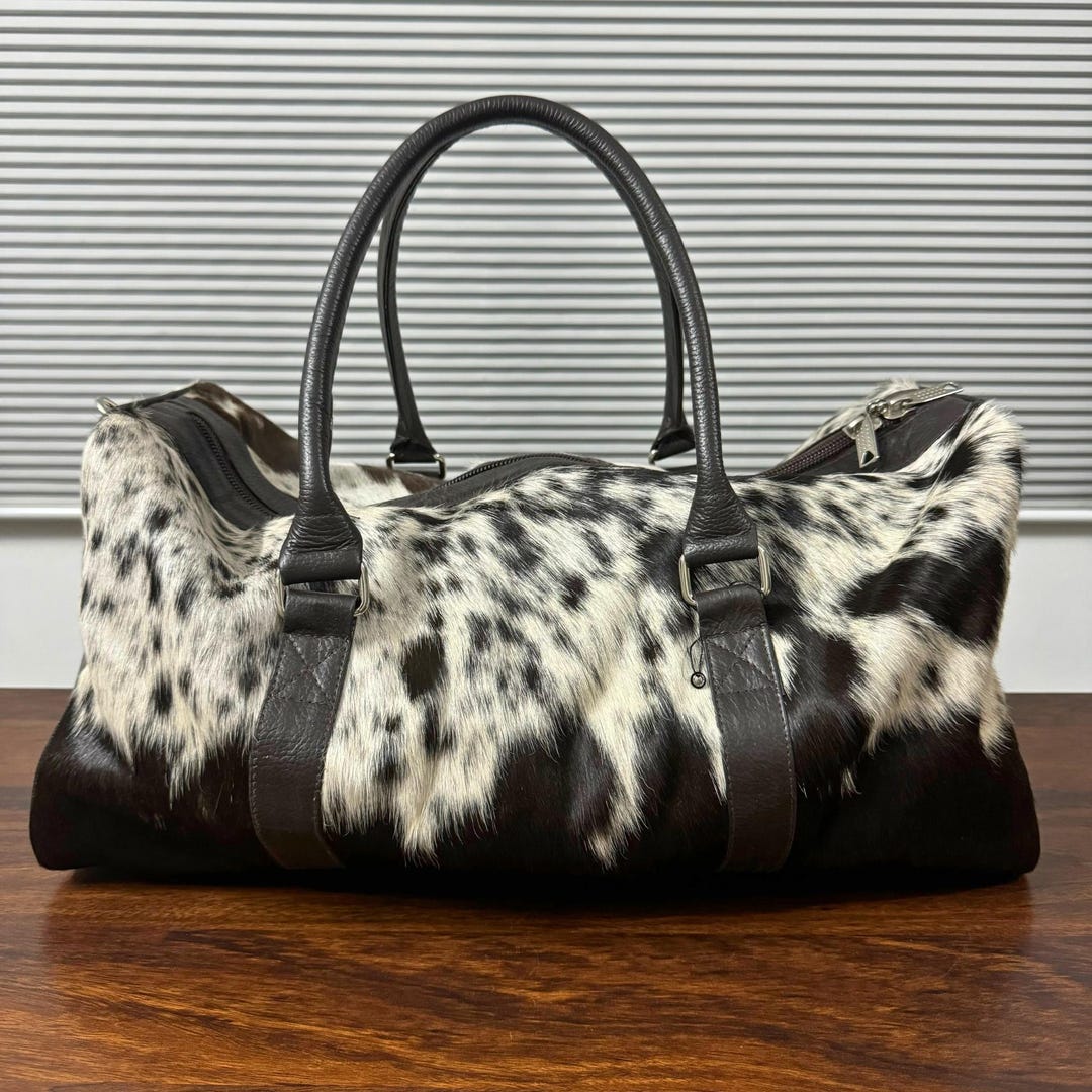 Hair on Cowhide Duffle Bag Cowhide Leather Duffel Bag Cowhide Weekender ...