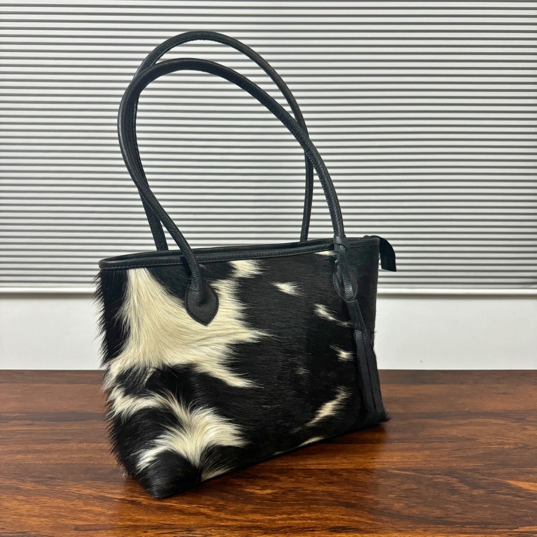 Cowhide Tote Bag Handmade, Natural Hair on Cowhide Totes Bag, Cowhide ...