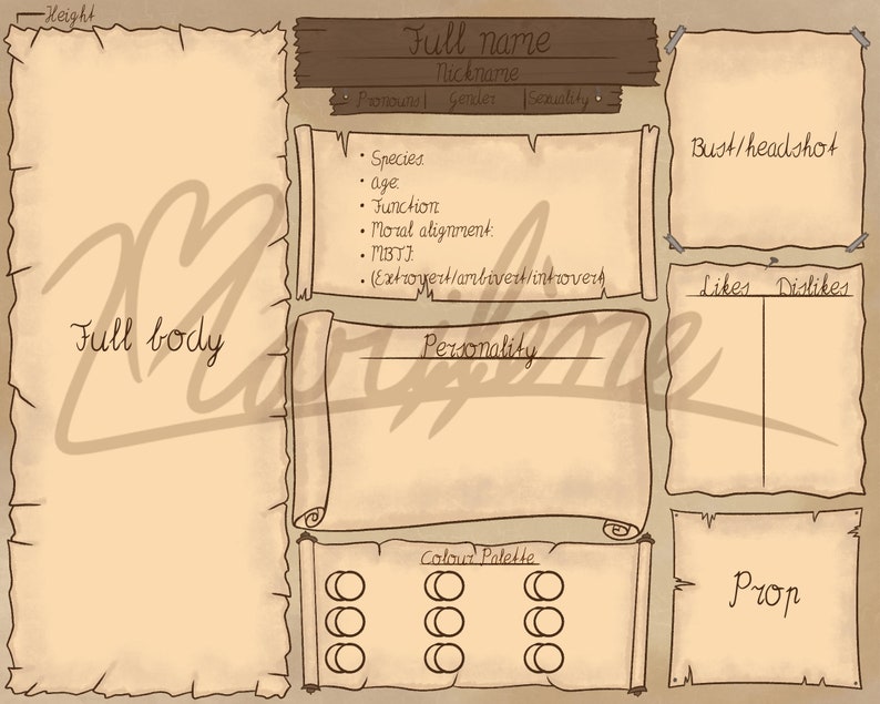 Character Creation Sheet - Parchment - Etsy