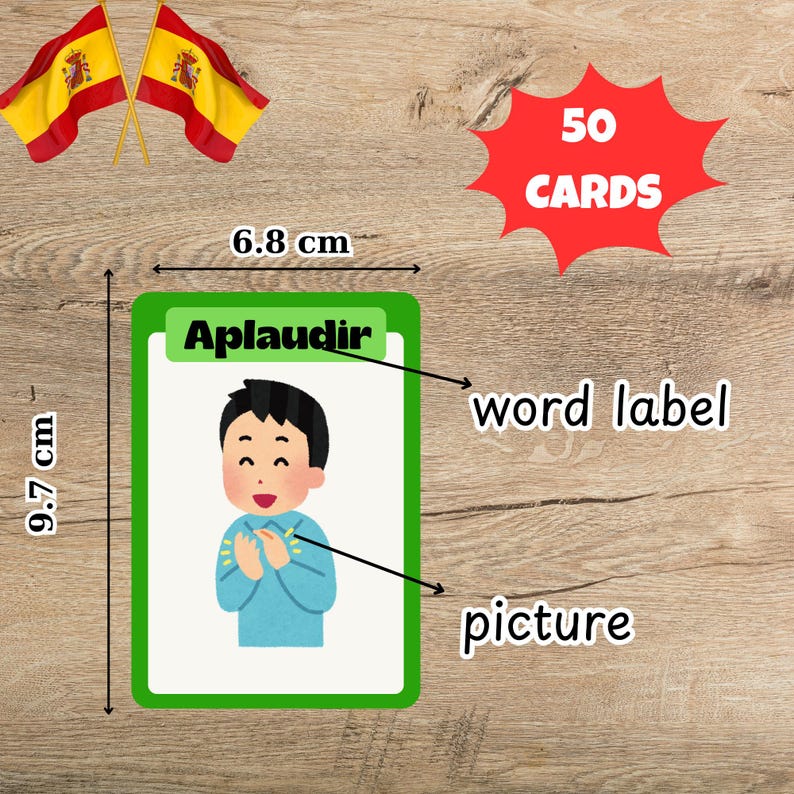 Spanish Action Verbs Flashcards: Bilingual Learning Cards (PDF Download ...