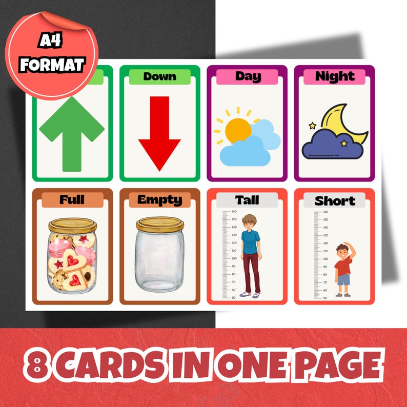 Printable Opposites Flashcards for Kids, Preschool & Toddler Learning ...