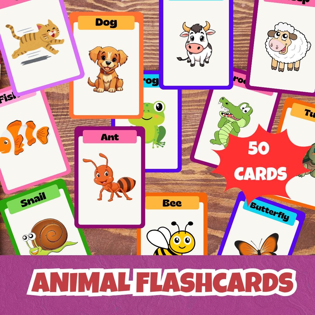 Animal Flashcards: English Vocabulary Learning for Kids (printable PDF ...