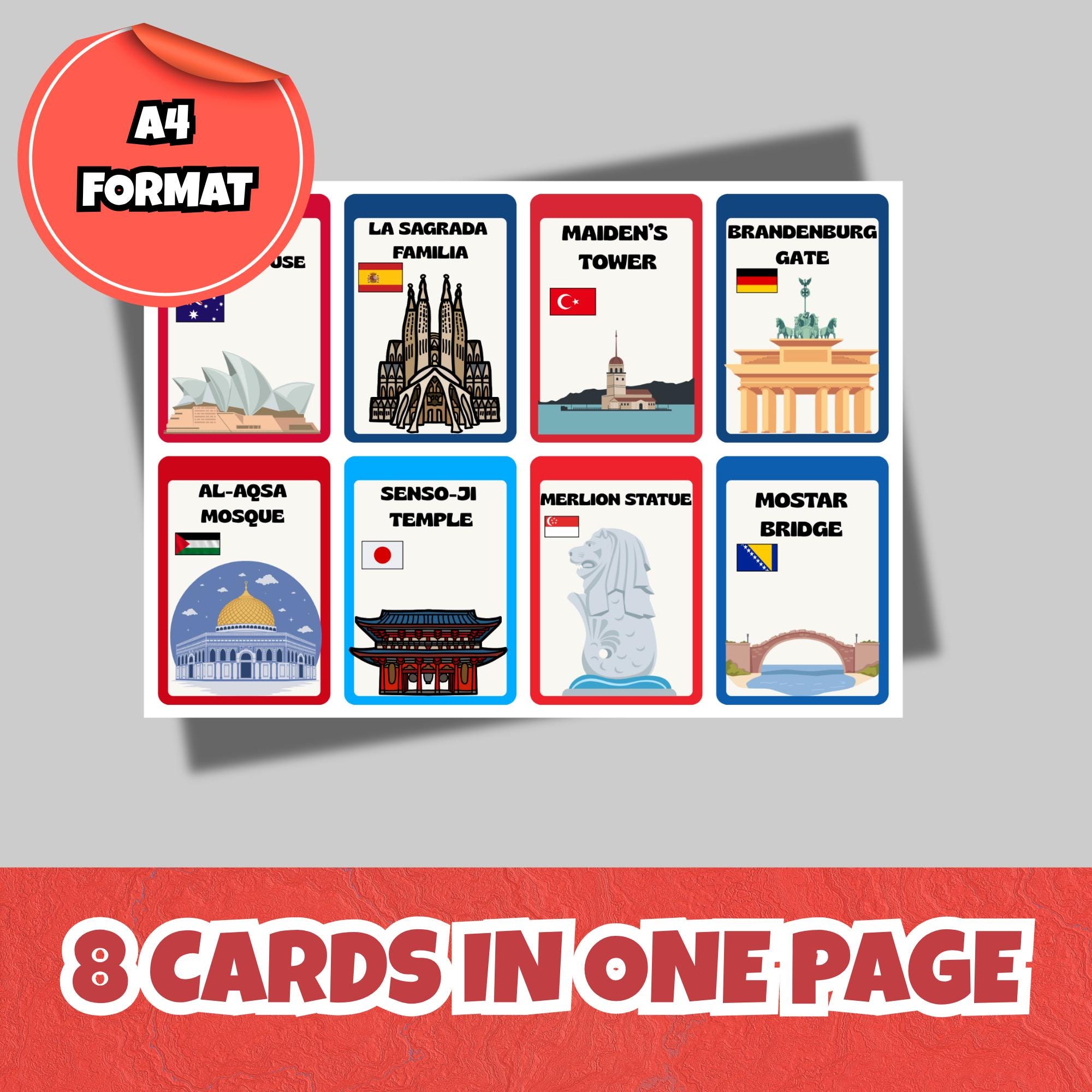 World Flags and Culture Flashcards, 220+ Printable Cards With Map and ...