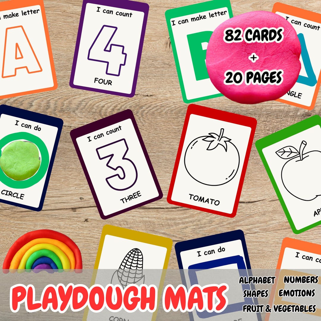 Play Dough Mats Printable: Alphabet, Numbers, Shapes - Montessori ...
