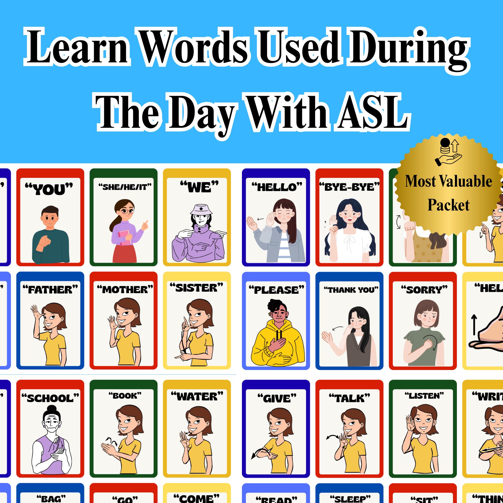 ASL Learning Bundle: Flashcards & Worksheets for Beginners - Etsy