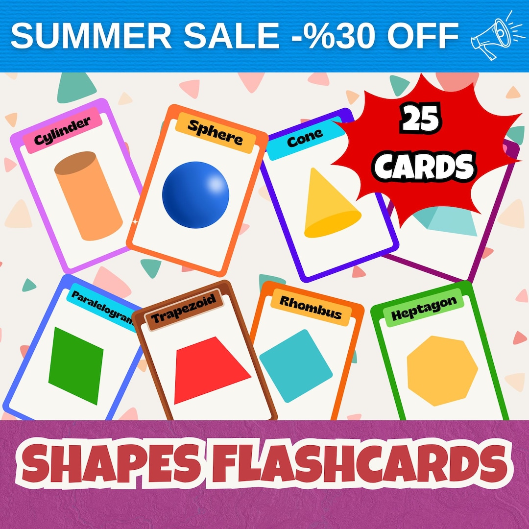 Shapes Flashcards for Kids: English Geometric Vocabulary (printable PDF ...