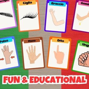 Italian Body Parts Flashcards: Kids' Language Learning (PDF Download ...