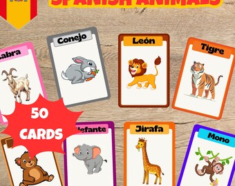 Printable Spanish Animal Flashcards - Etsy