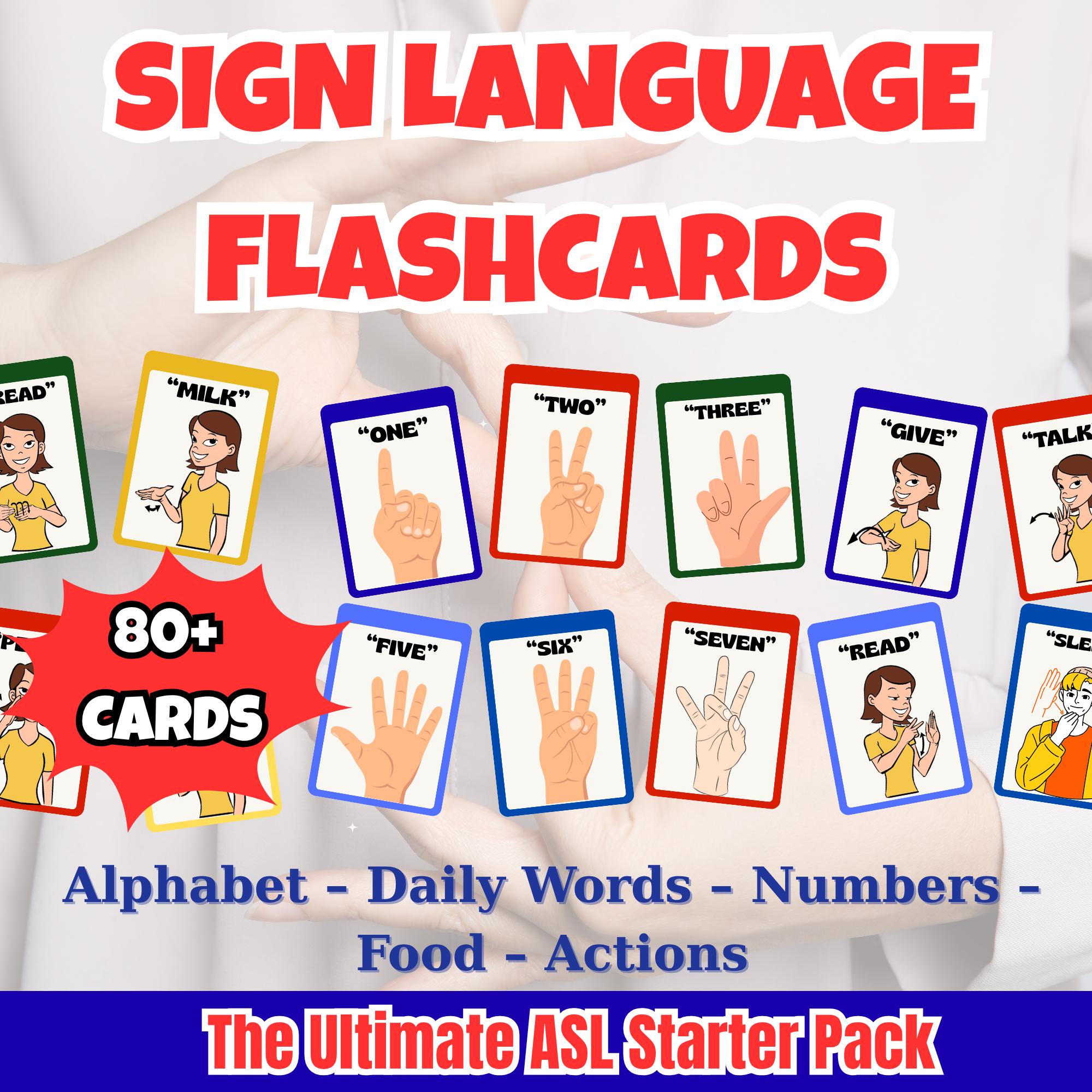 ASL Flashcards: Beginner Sign Language Alphabet, Numbers, Words ...